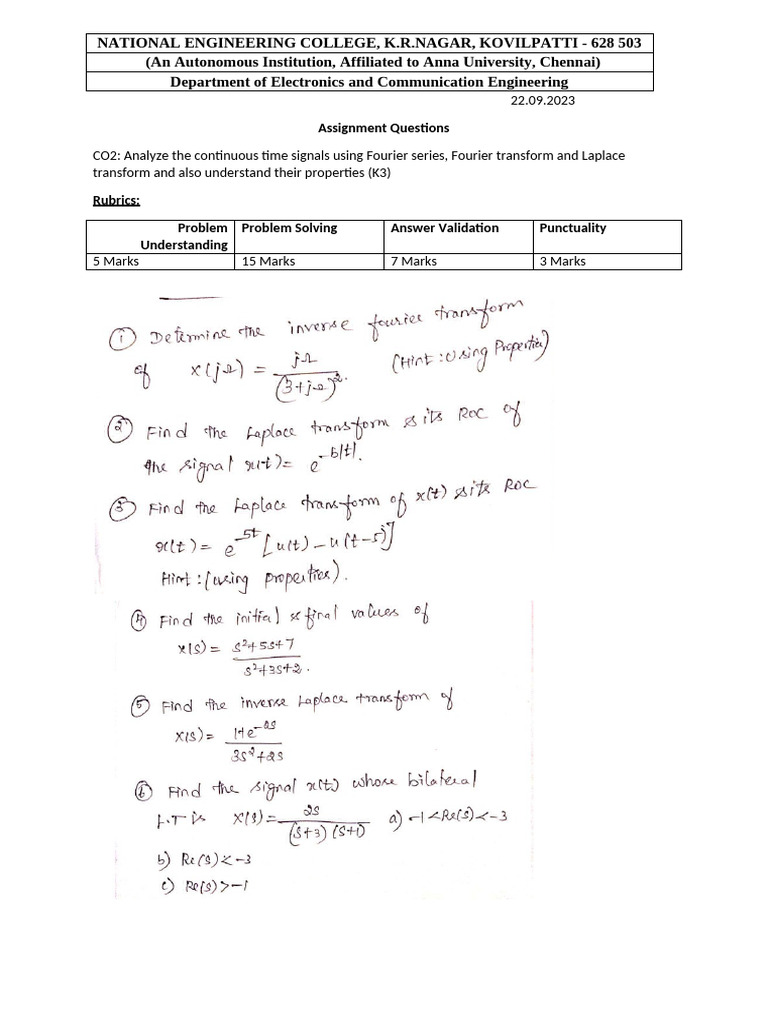 Signals Assignment 2 | PDF