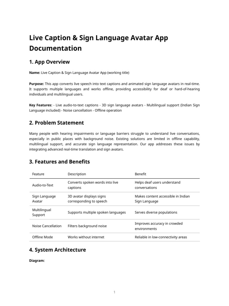 Live Caption & Sign Language App | PDF | Sign Language | Multilingualism