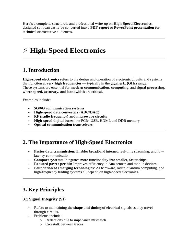 High-Speed Electronics Overview | PDF | Electronic Circuits ...