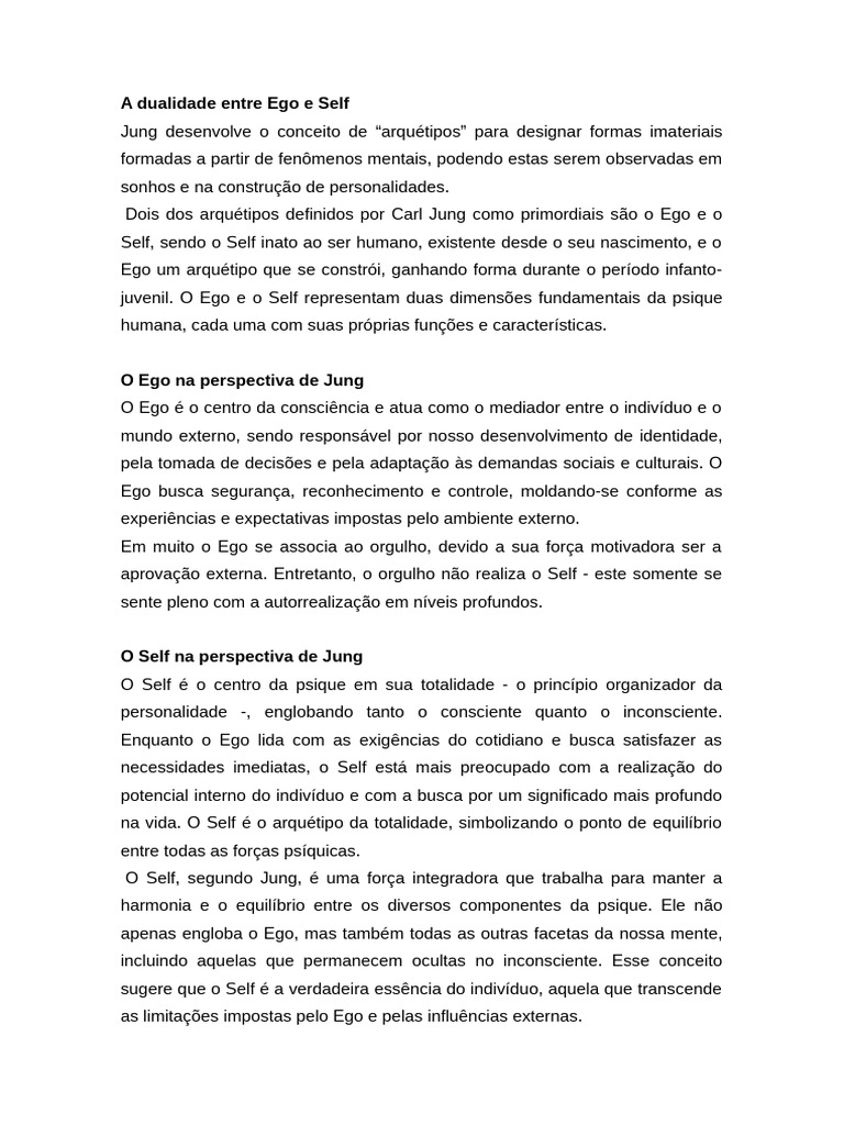 Texto A - Dualidade - Entre - Ego - e - Self | PDF | Carl Jung | Autoimagem