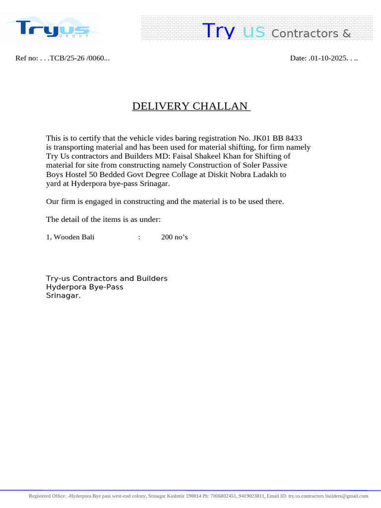 Delivery Challan | PDF