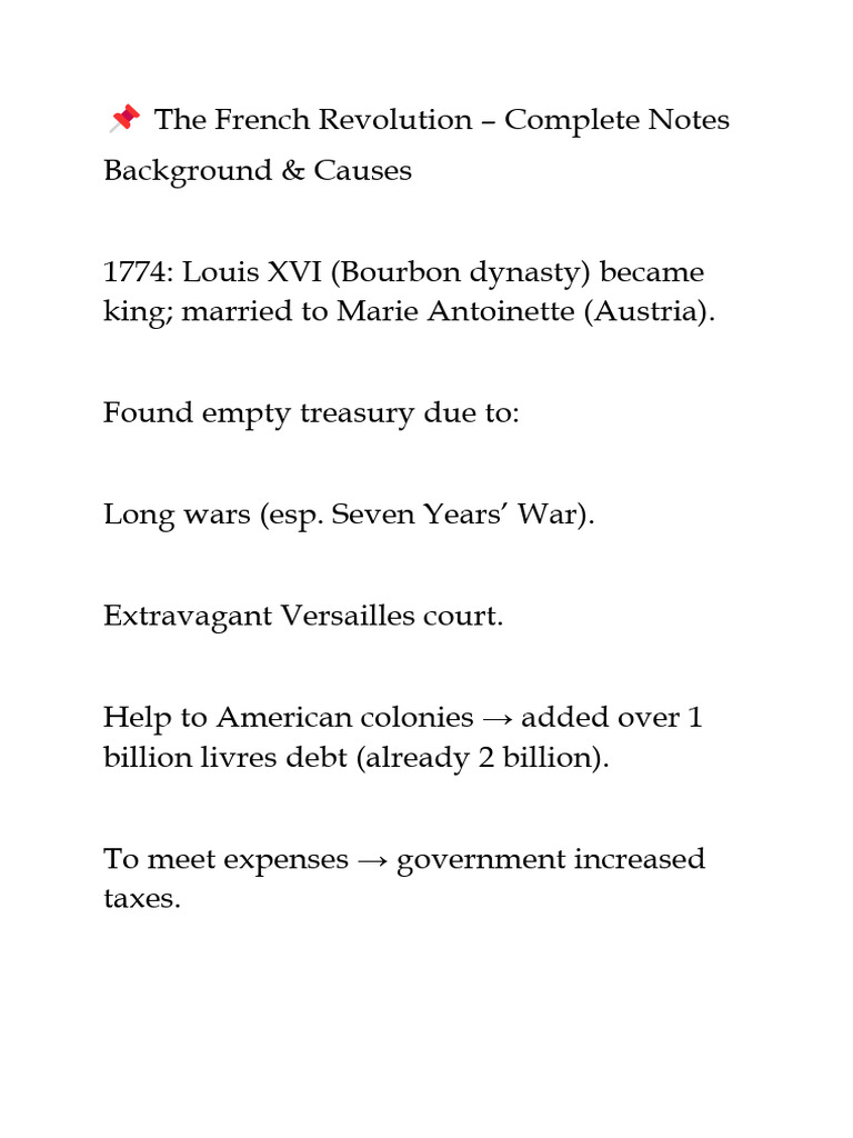 ? The French Revolution Notes | PDF | French Revolution | Napoleon