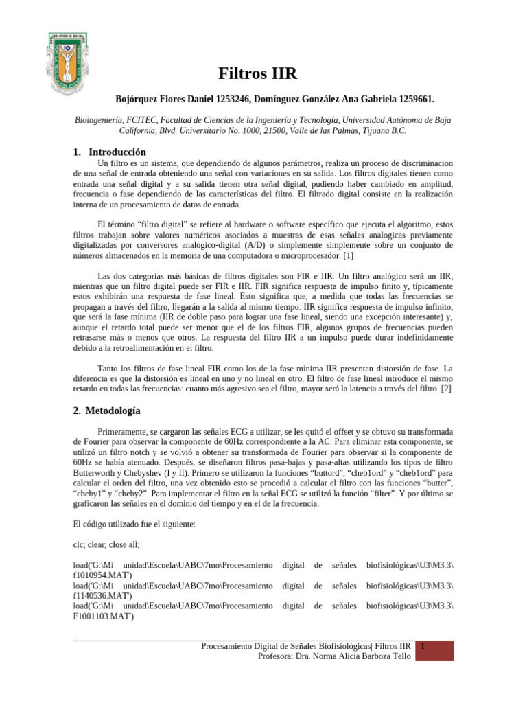 M3.3 Bojórquez Domínguez | PDF | Filtro electronico | Matemáticas Aplicadas