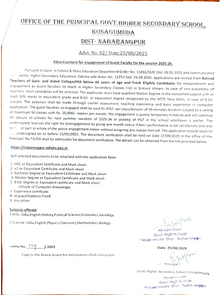 02-Advertisement Dated.25.08.2025 for Engagement of Guest Faculty for the Session 2025-26 of ...