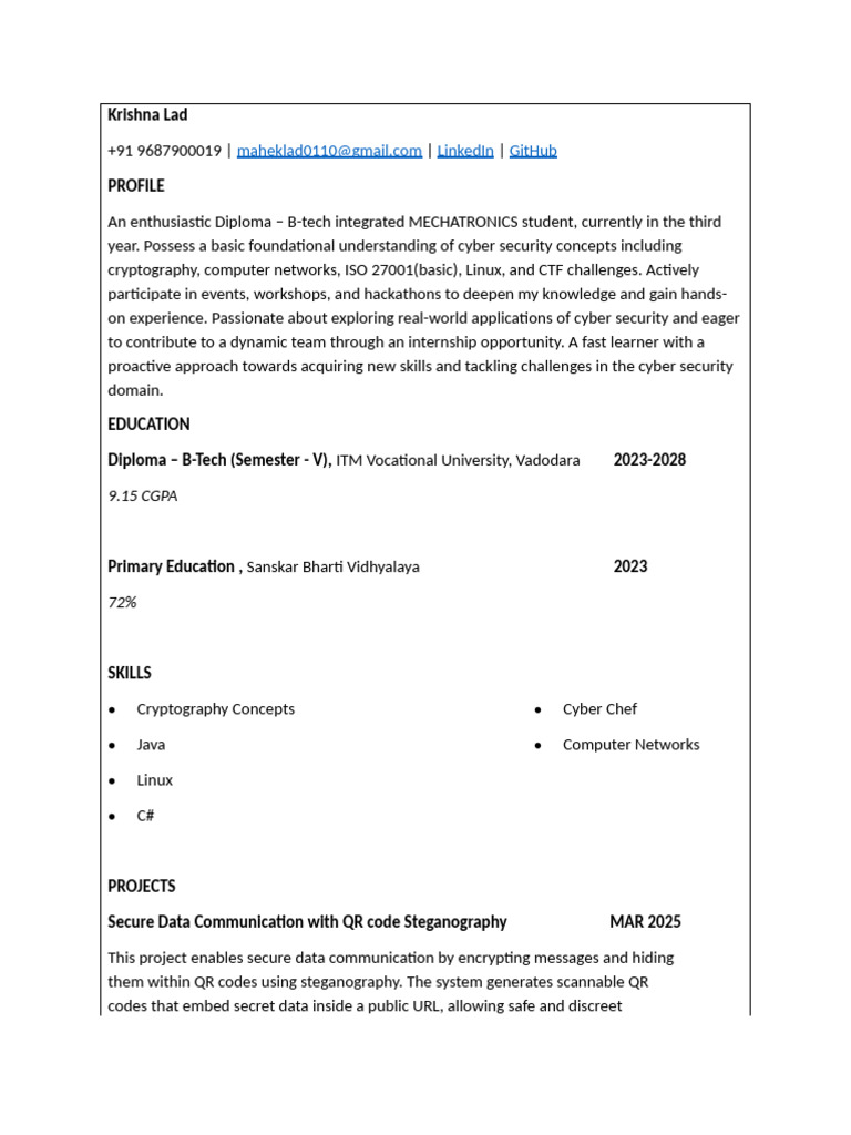 Krishna CV | PDF
