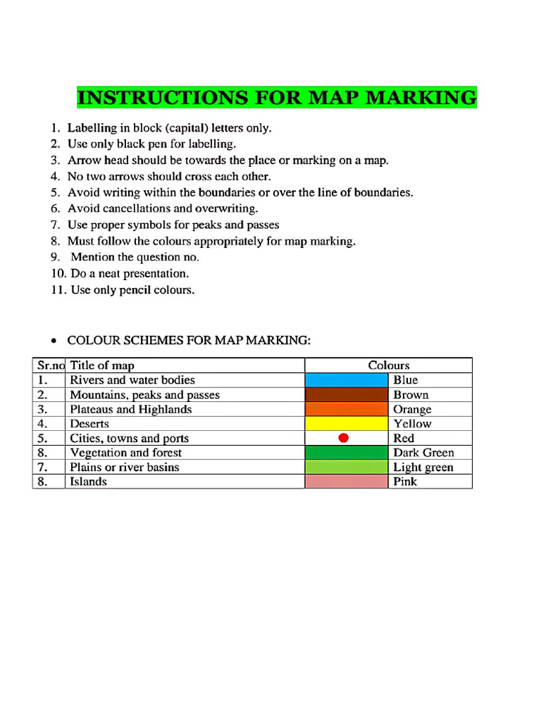 Instructions For Map Marking | PDF