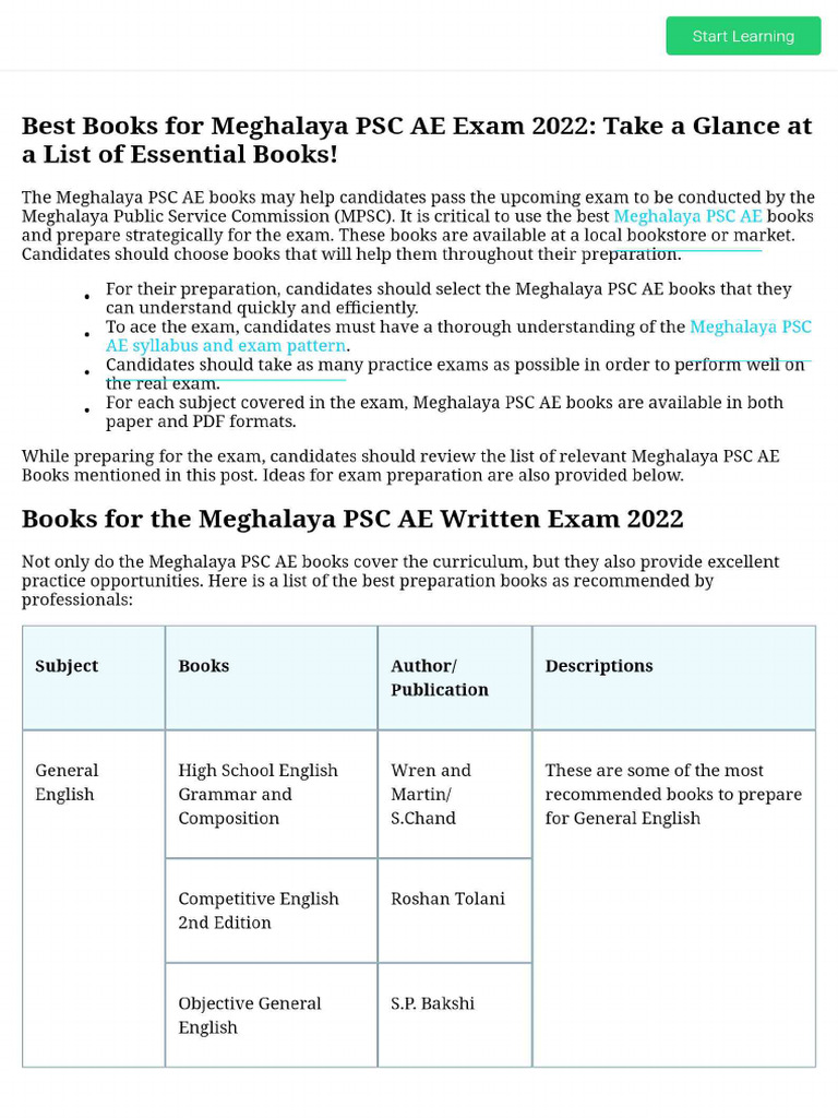 Best Books for Meghalaya PSC AE Exam 2022_ Take a Glance at a List of ...