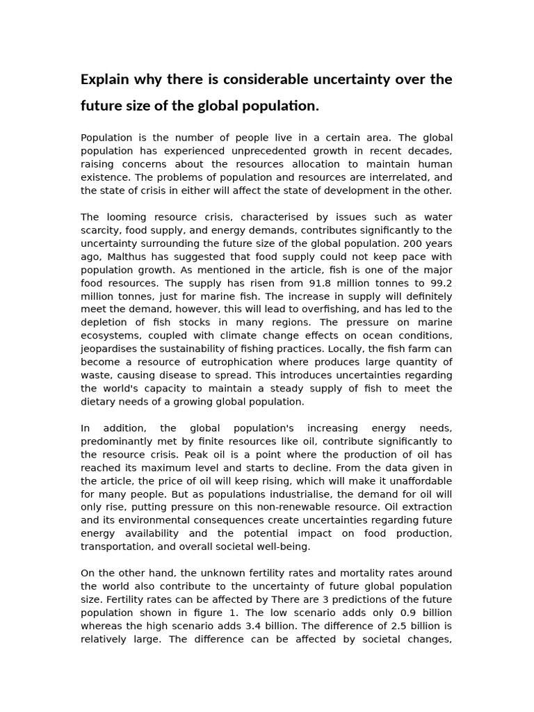 Finite Resources-Uncertainty Future Population | PDF | Overfishing ...