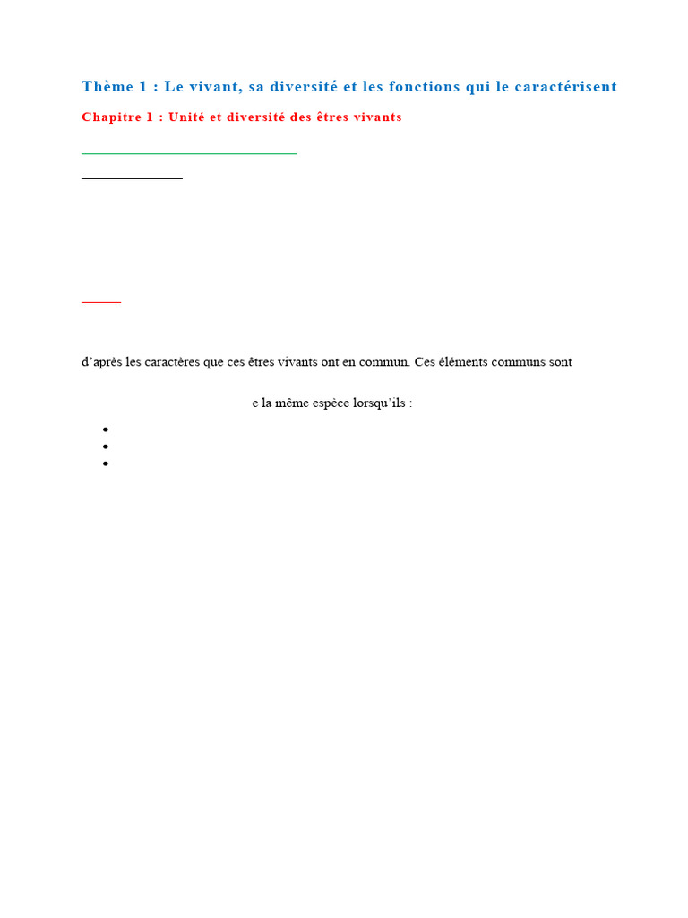 Bilan La Classification Des Êtres Vivants | PDF