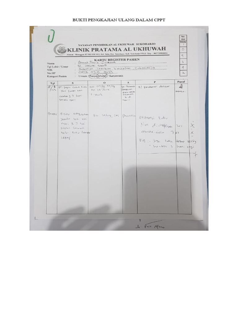 Bukti Pengkajian Ulang CPPT Pasien | PDF
