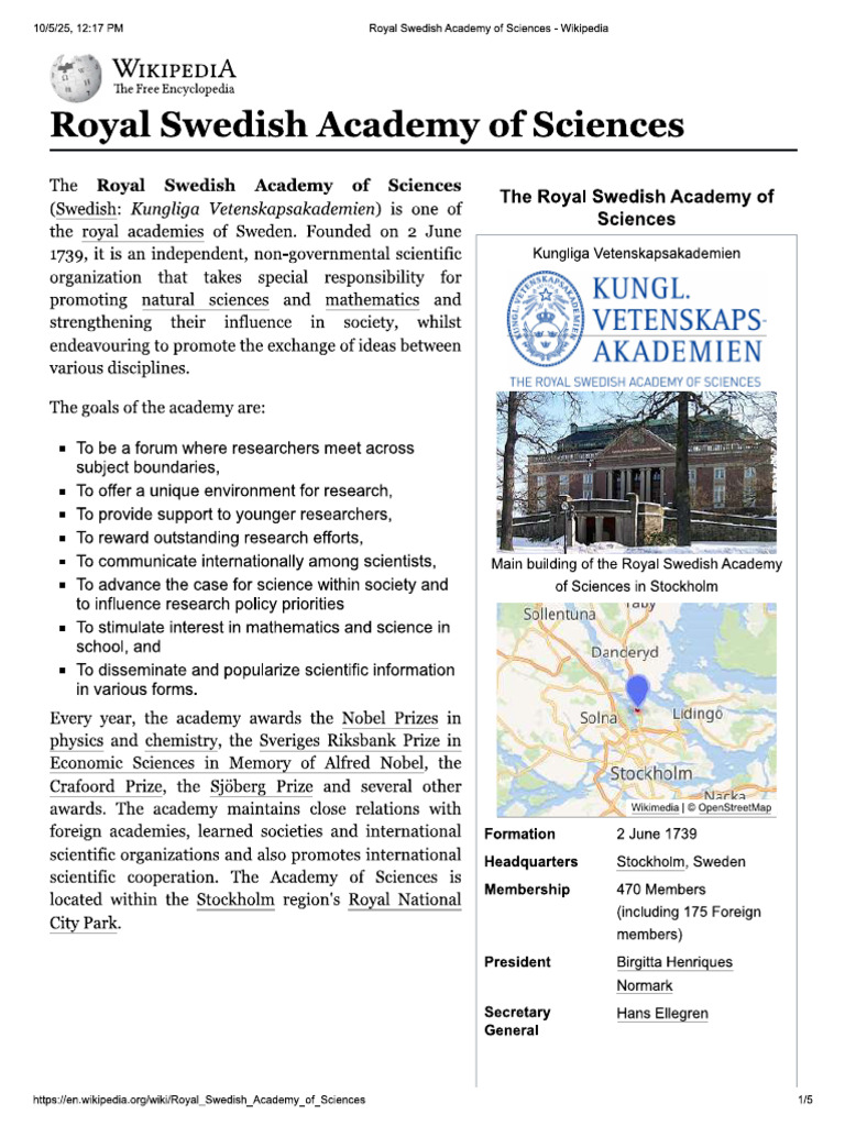 Royal Swedish Academy of Sciences | PDF
