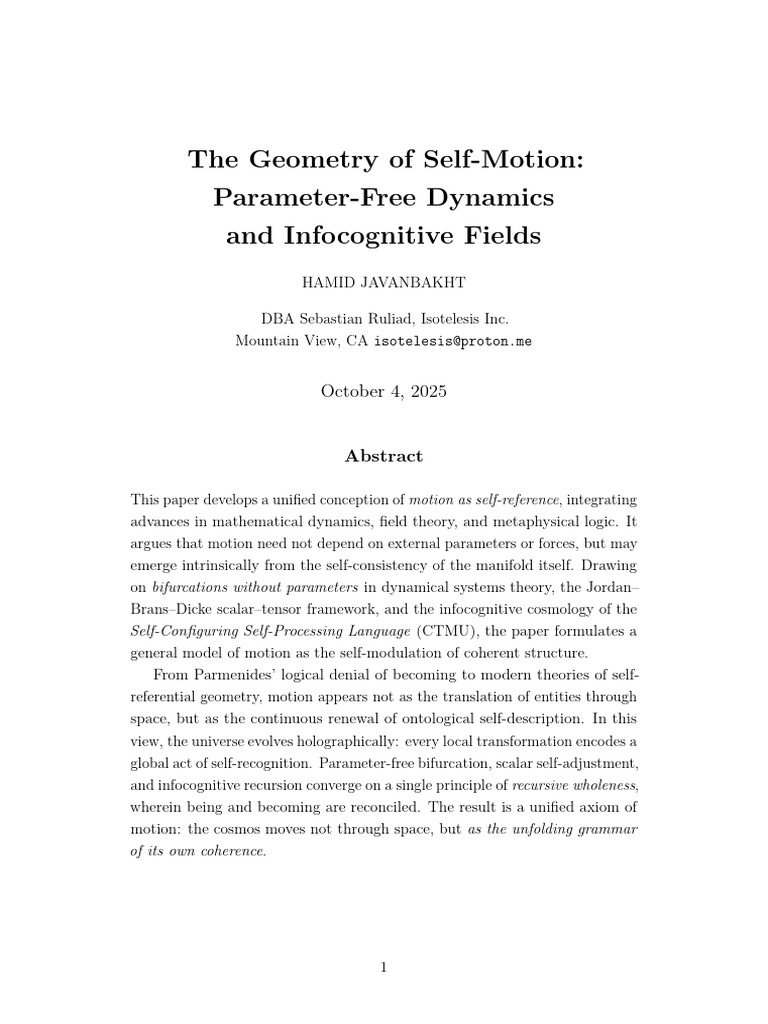 Parameter-Free Dynamics of Motion | PDF | Physics | Mathematics