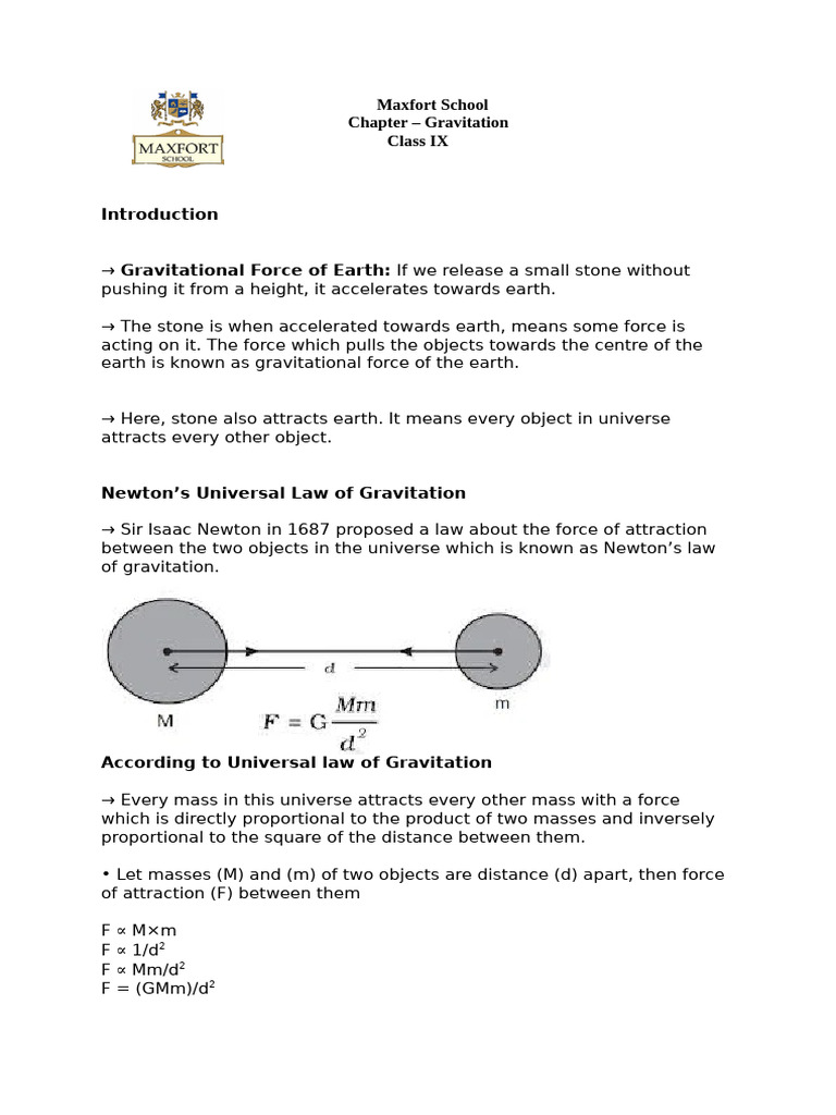 Gravitational Force and Motion Explained | PDF | Buoyancy | Weight