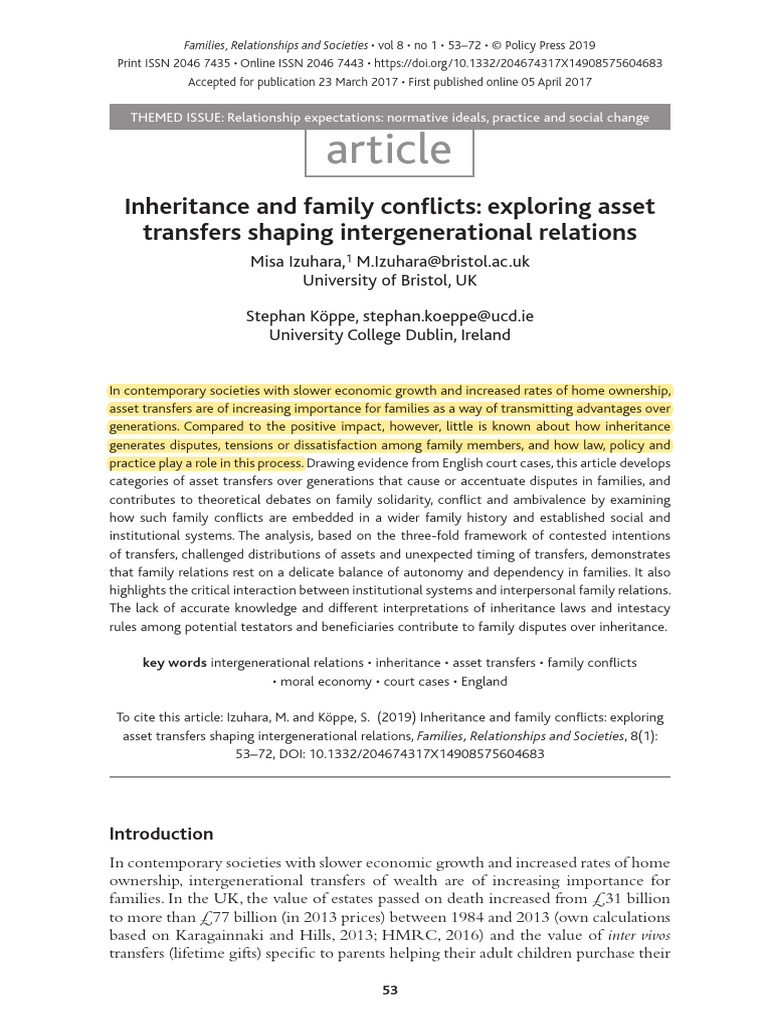 Inheritance and Family Conflicts2017 | PDF | Will And Testament | Family