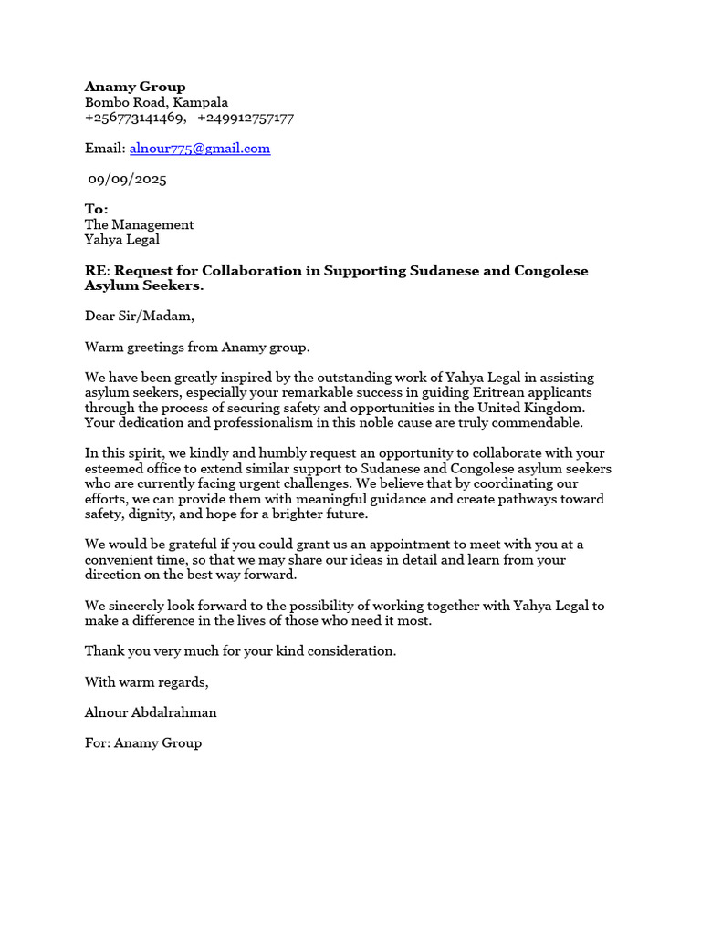 Anamy Group Letter | PDF