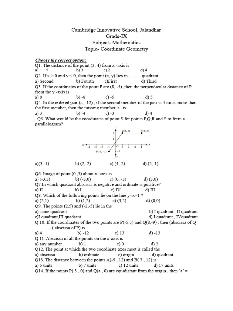 Coordinate Geometry Practice 1 | PDF | Mathematics | Geometry