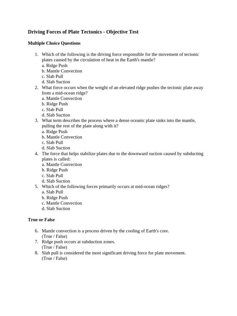 Driving Forces of Plate Tectonics | PDF | Plate Tectonics | Convection