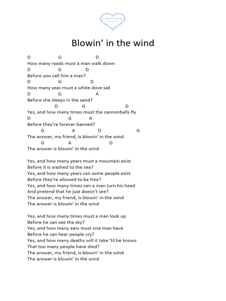 Blowin' in The Wind - Chords | PDF