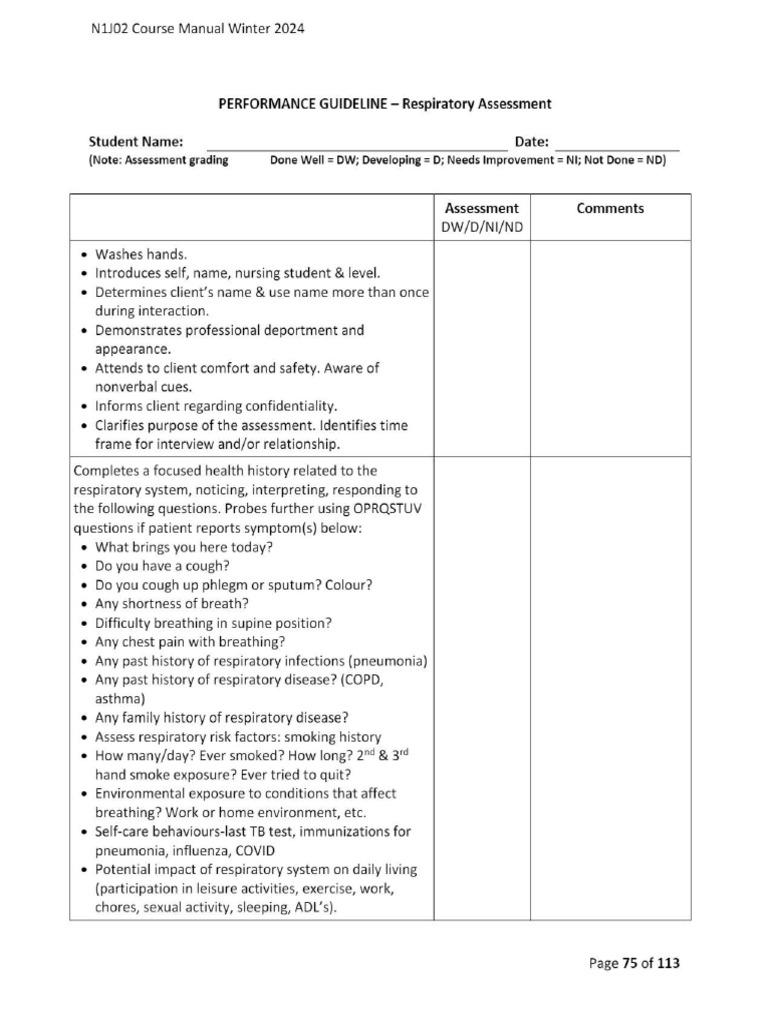 Respiratory Performance Guideline | PDF