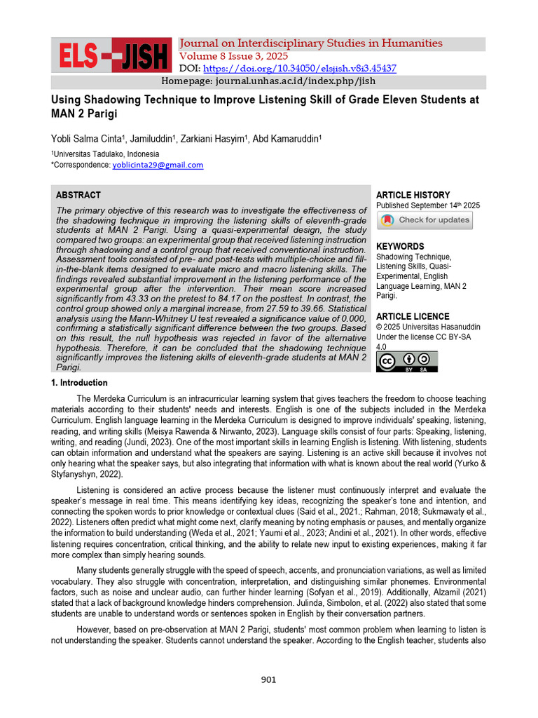Enhancing Listening Skills via Shadowing | PDF | Normal Distribution ...