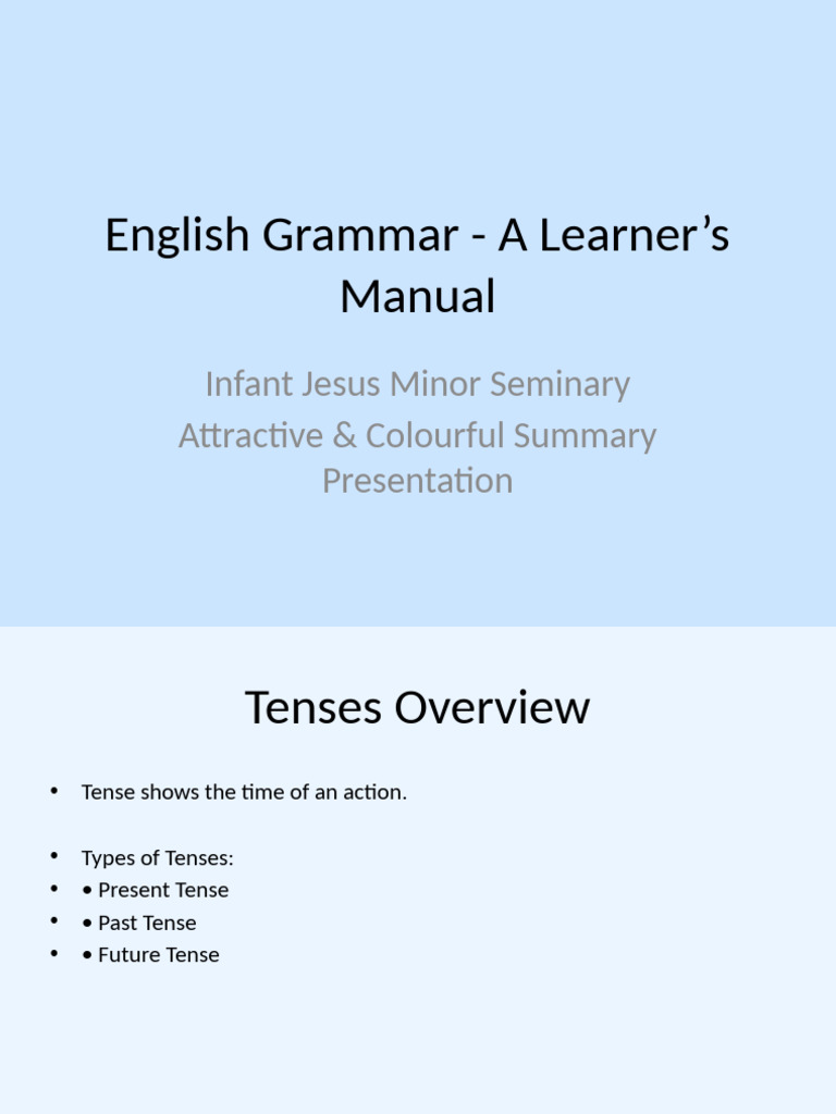 English Grammar Summary Presentation | PDF | Verb | Adverb