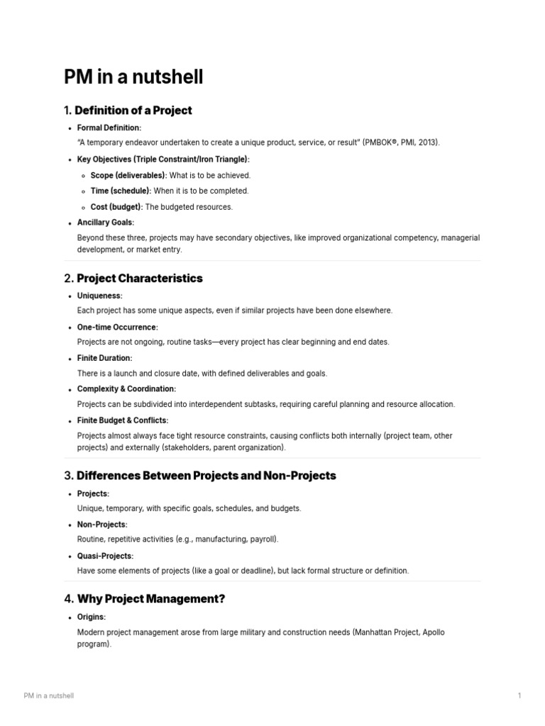 PM in A Nutshell | PDF | Project Management | Net Present Value