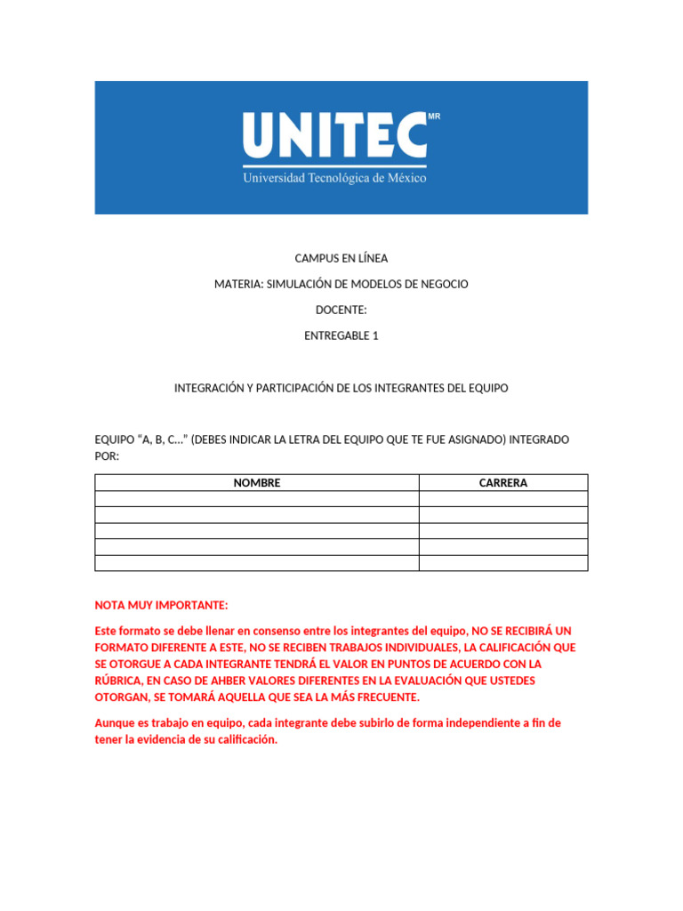 FORMATO PARA ENTREGABLE 1 | PDF