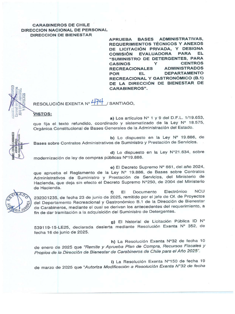Resol 474 Aprueba Bases y Anexos para El Suministro de Detergente | PDF