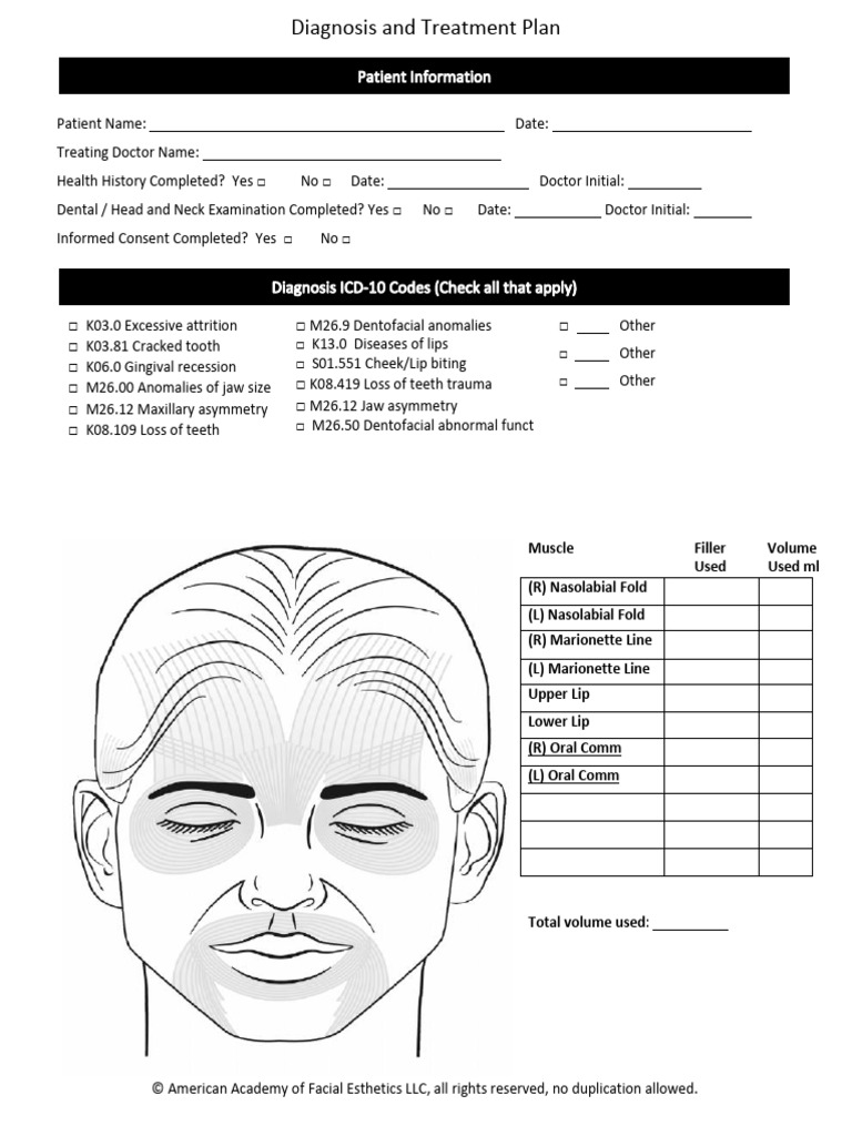 Face TX Sheet Dermal Filler Course ICD 10 | PDF