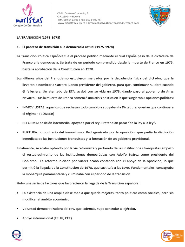 Transición Española: De Franco a Democracia | PDF | España franquista ...