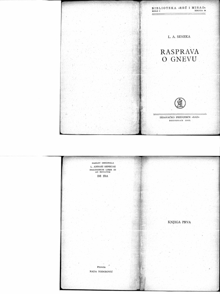 1c Seneka Rasprava o Gnevu Izvadak | PDF