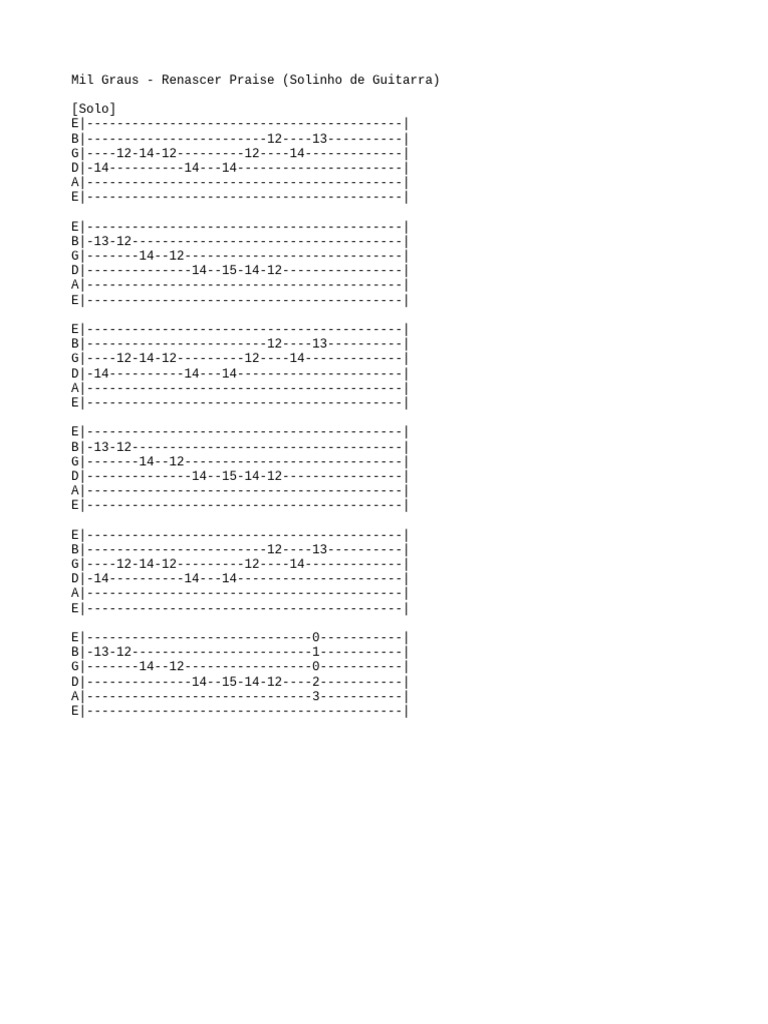 Solo de Guitarra - Mil Graus Renascer | PDF