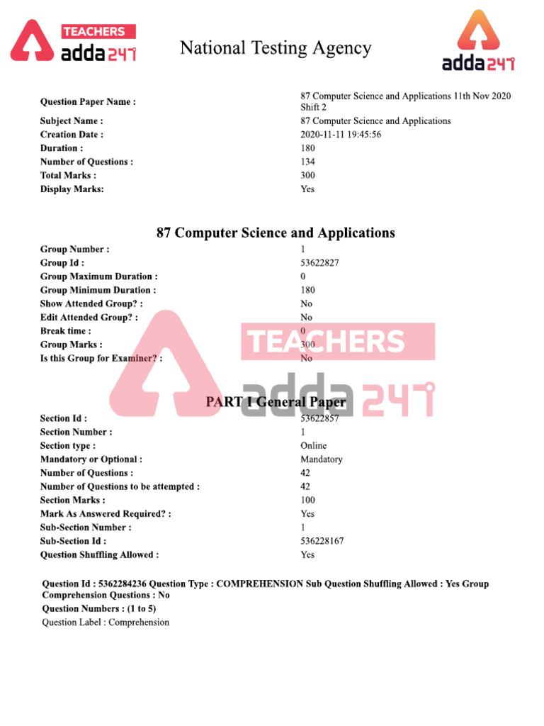 Net Paper Computer Science Adda | PDF