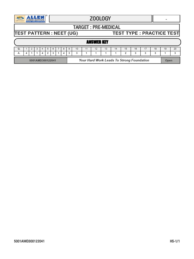 Ans_practice Sheet # 6 (Origin of Life) Zoology | PDF