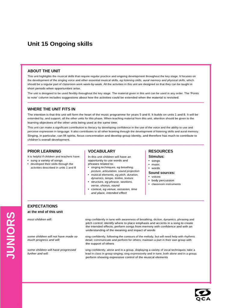Ongoing Music Skills for Years 5-6 | PDF | Singing | Rhythm