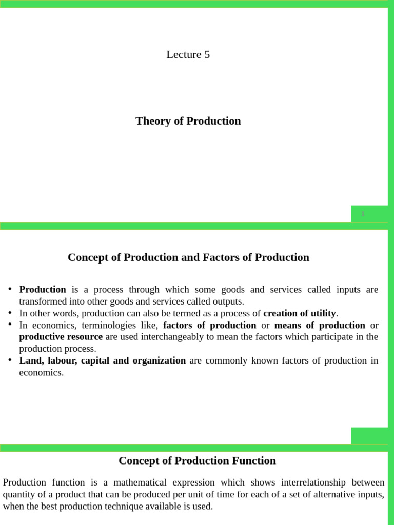 Production Theory: Short vs Long Run | PDF | Production Function ...