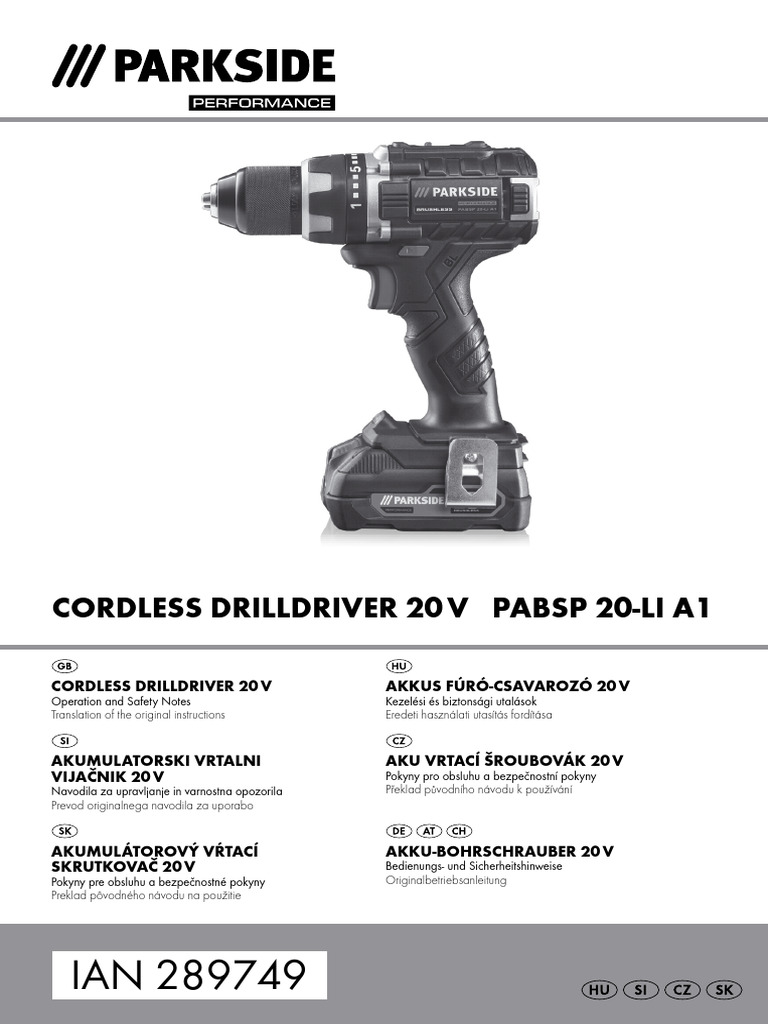 Parksides 20V Cordless Drilldriver Guide | PDF | Drill | Manufactured Goods