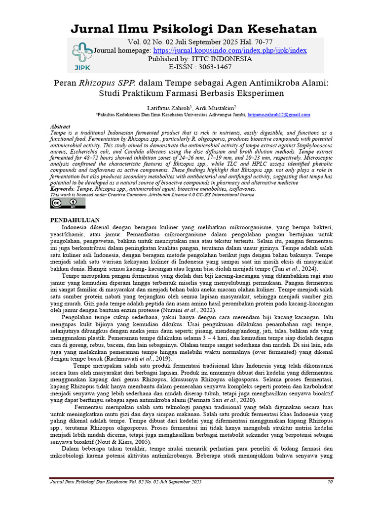 Tempe dan Rhizopus: Antimikroba Alami | PDF