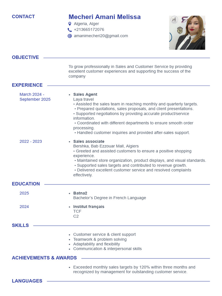 Mecheri Amani Melissa - CV | PDF