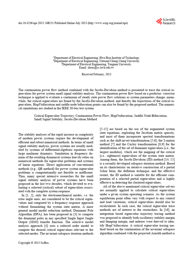 Epe 2013103017084610 | PDF | Eigenvalues And Eigenvectors | Stability ...