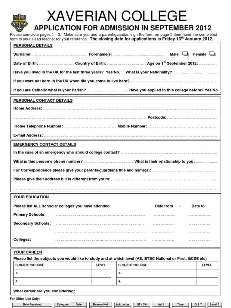 Application Form | Learning Disability | Disability