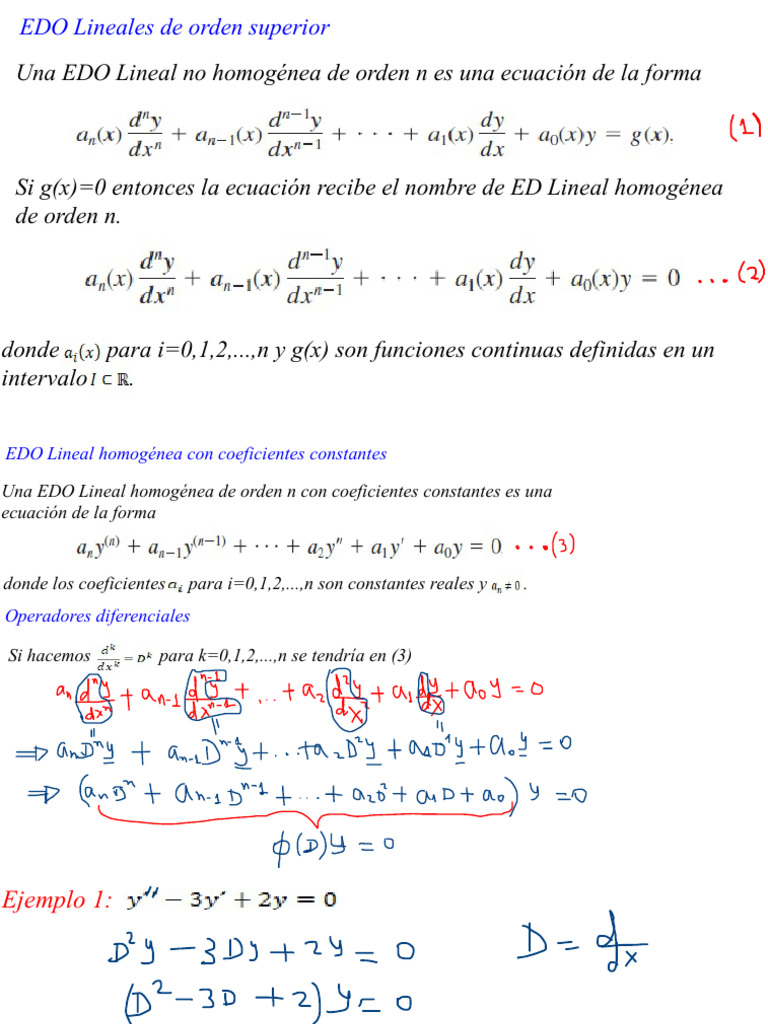 EDO Lineales Homog-Neas de Orden Superior | PDF | Ecuación diferencial ...