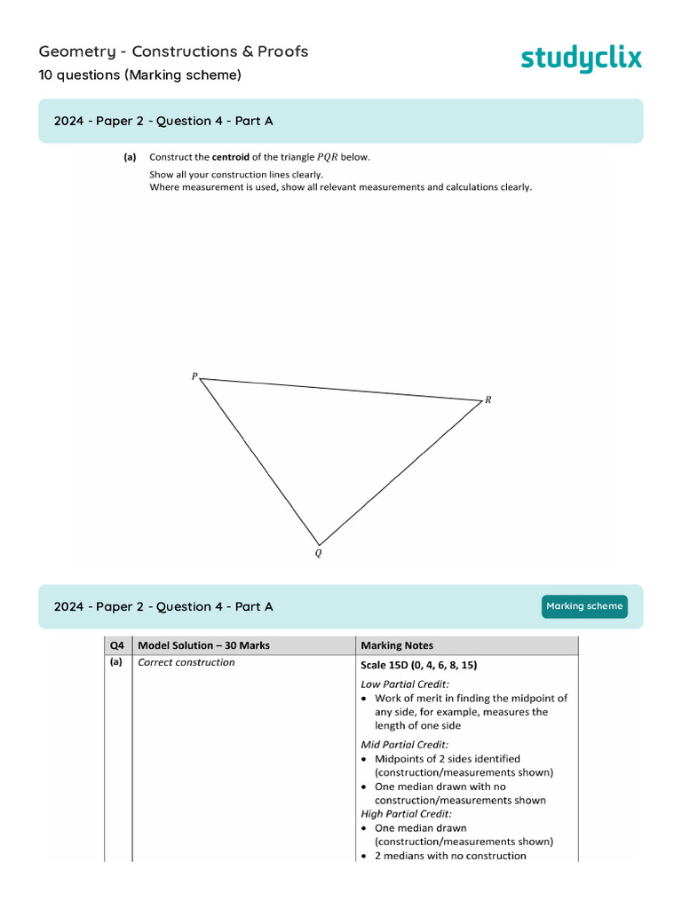 Geometry - Constructions & Proofs Questions With Marking-Scheme | PDF