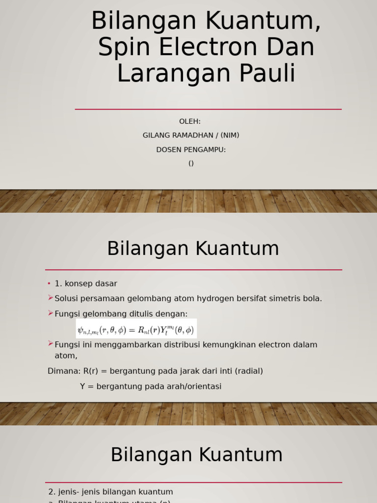 Bilangan Kuantum, Spin Electron Dan Larangan Pauli | PDF