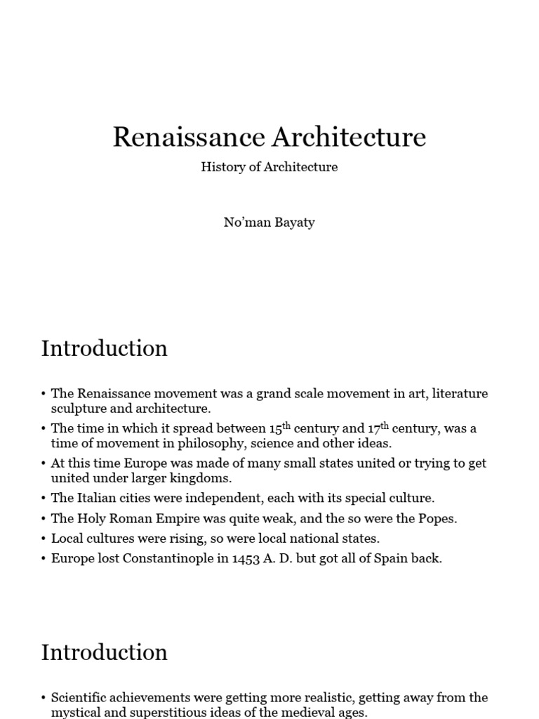 Renaissance Architecture Overview | PDF | Renaissance | Italian Renaissance