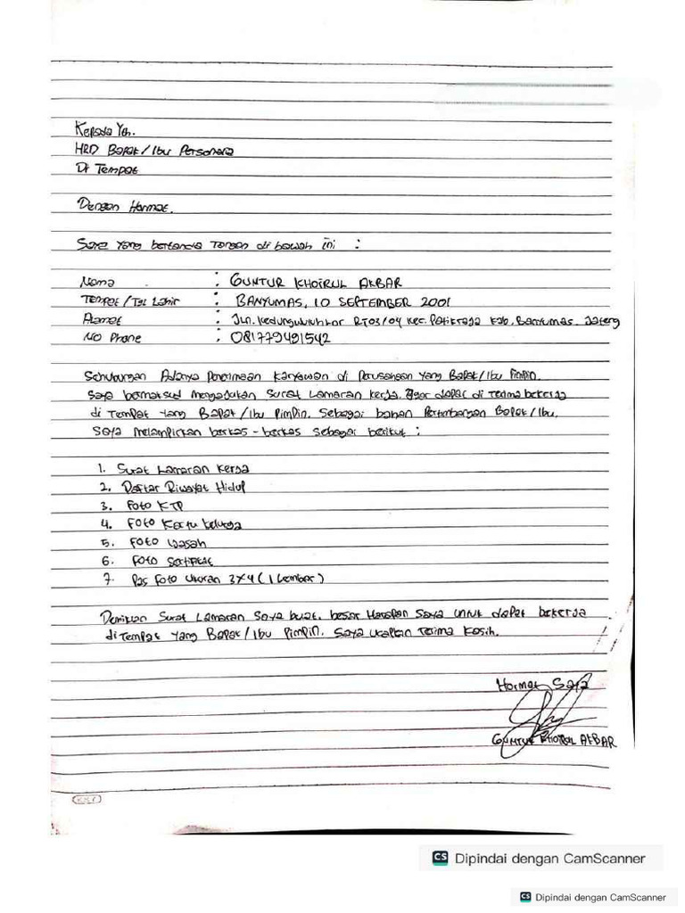 Tayerman Surat Lamaran Guntur Khoirul Akbar-Compressed | PDF