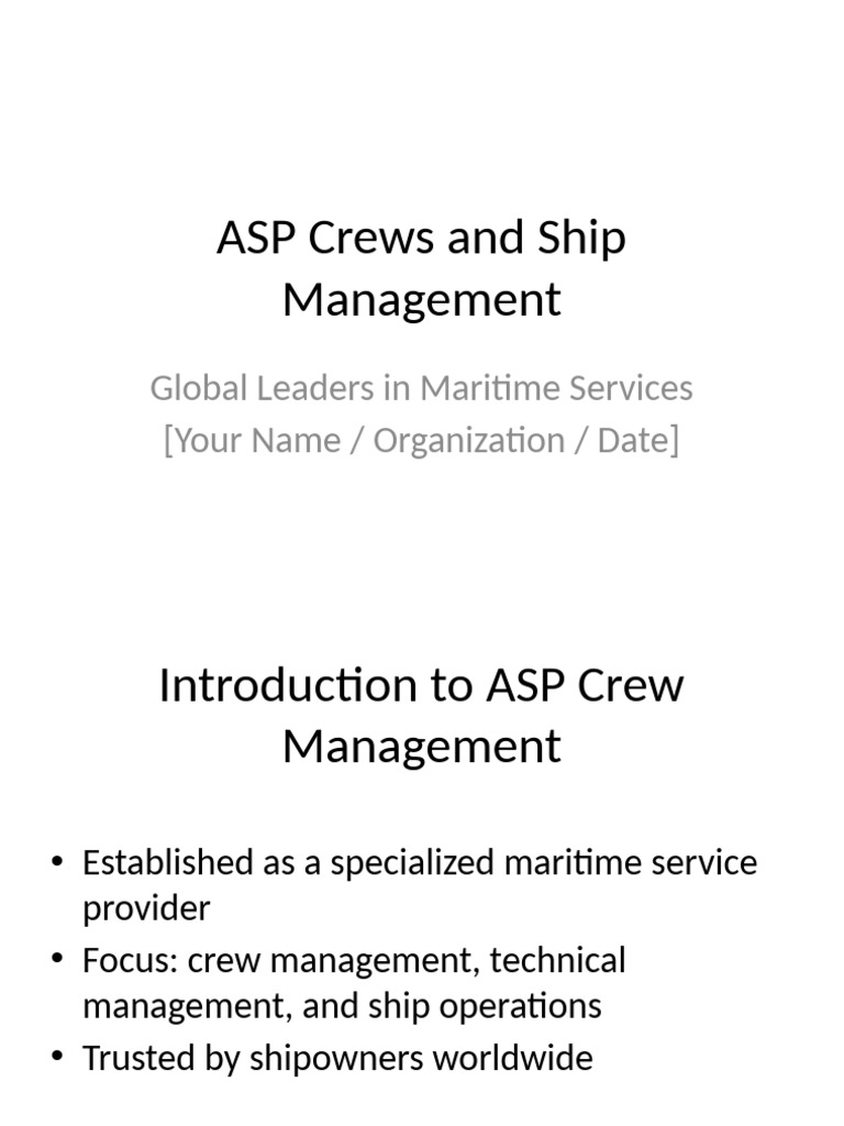 ASP Crew & Ship Management Services | PDF | Ships | Regulatory Compliance