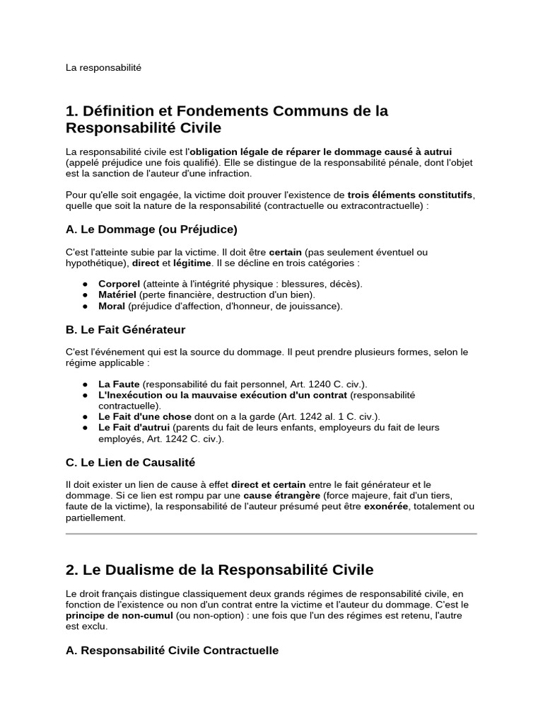 Définition de la Responsabilité Civile | PDF | Responsabilité du fait d ...