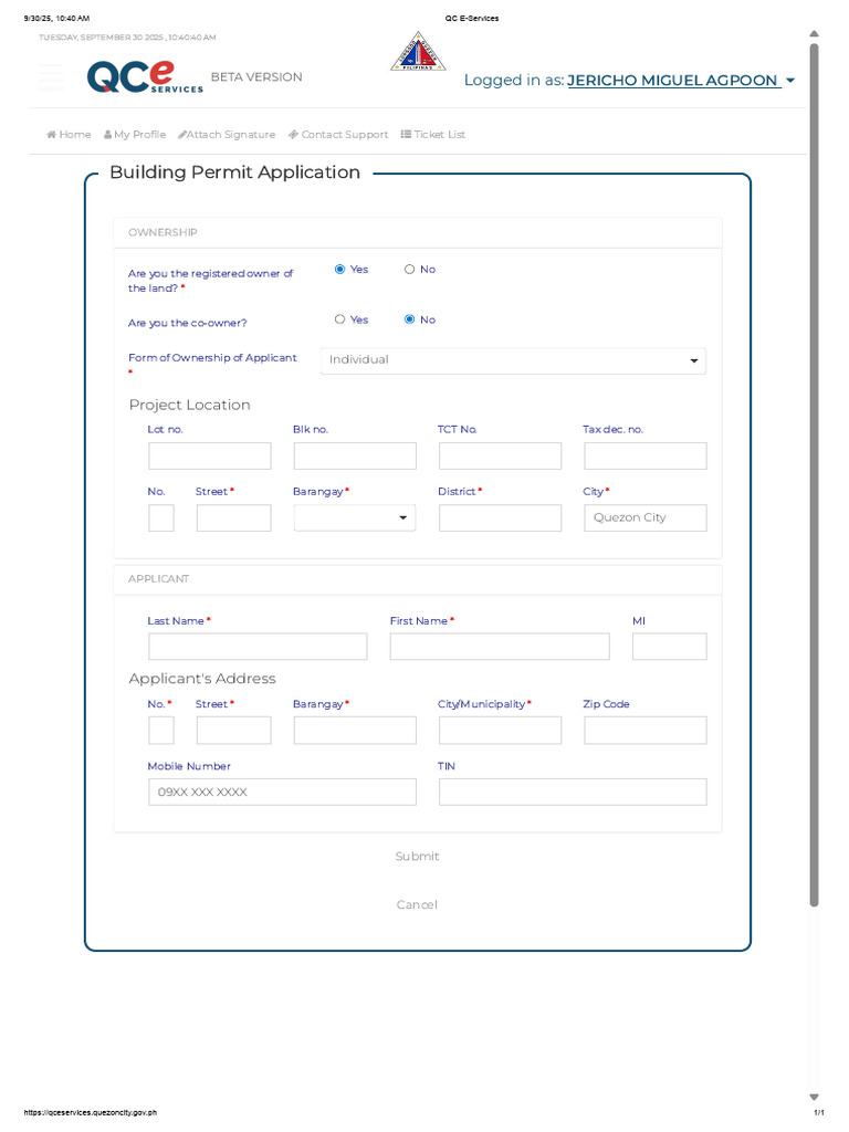 Quezon City Building Permit Application | PDF
