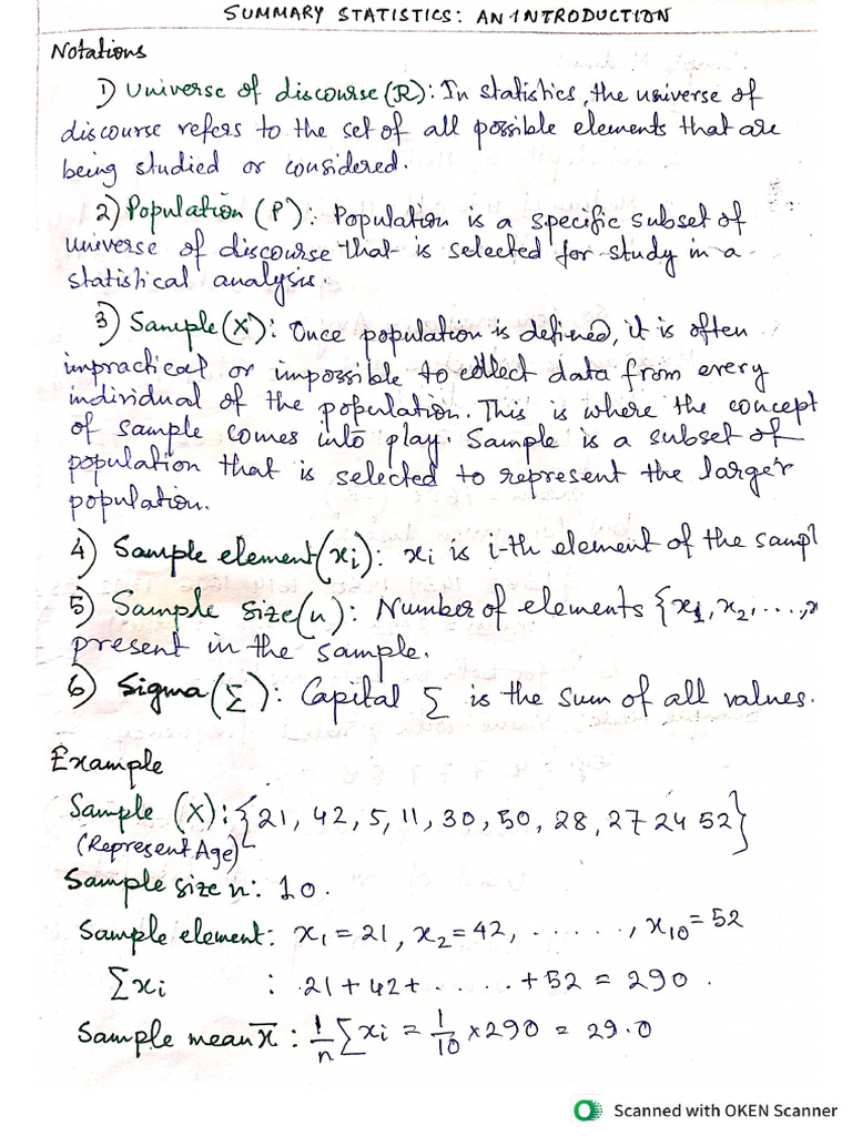 Summary Statistics | PDF